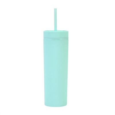 China Multicolor Skinny Tumblers With Lids And Straws 12 Pack  16oz Double Wall Acrylic Tumbler Tall Matte Skinny Tumblers Bulk With Free Straw Cleaner Reusable for sale