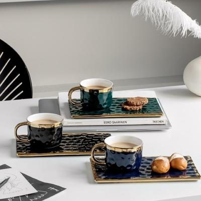 China Nordic Style Luxury Set Coffee Cups And Plates With Spoons Romantic Afternoon Tea Ceramic Cups  Men's And Women's Office Mugs for sale