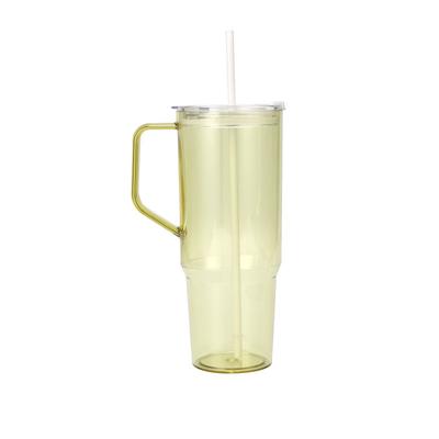 China Customizable 40oz Single-layer Handle Cup Large-capacity Straw Portable Plastic Cup For Outdoor for sale