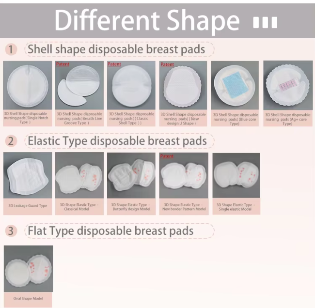 Disposable nursing breast pads showing ultra-thin design and packaging