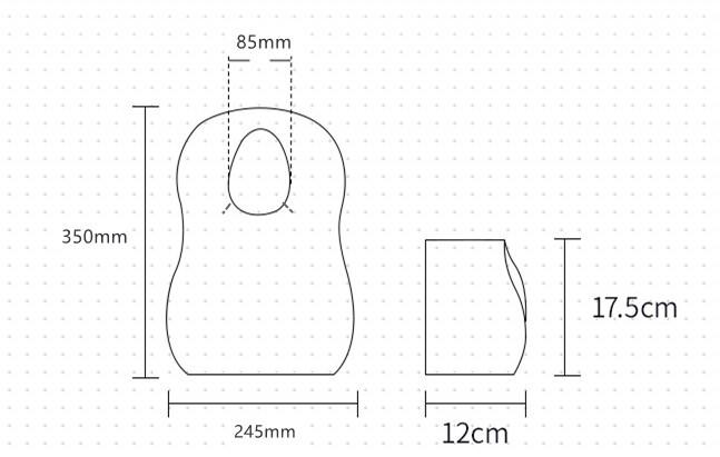 Folded and unfolded dimensions of disposable bib