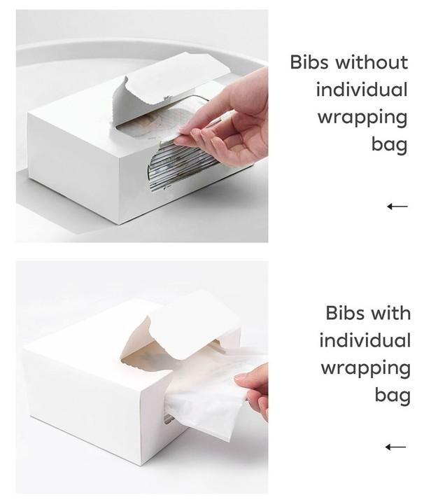 Disposable bib without individual wrapper