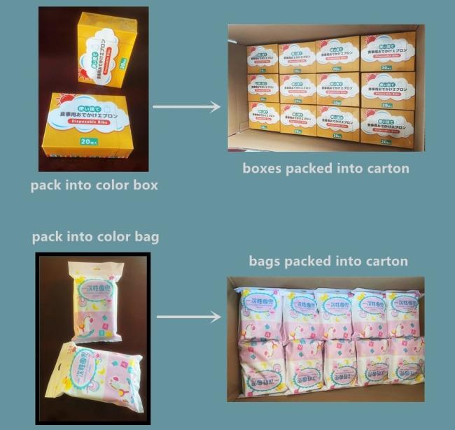 Color box packaging example for disposable bibs