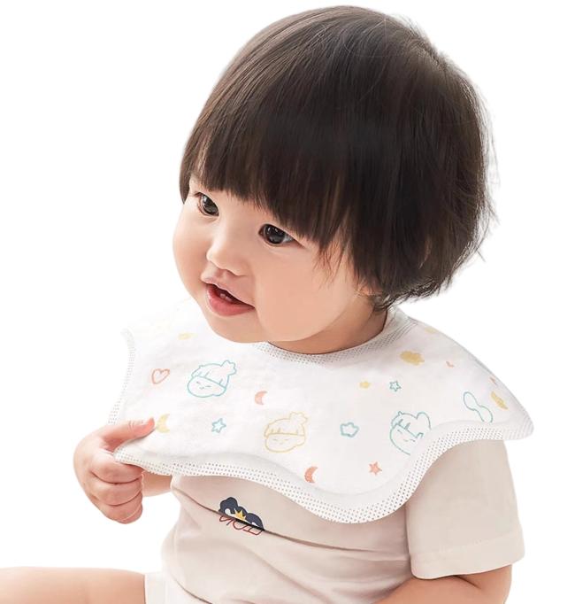 Gentle round shape newborn dribble bibs front view