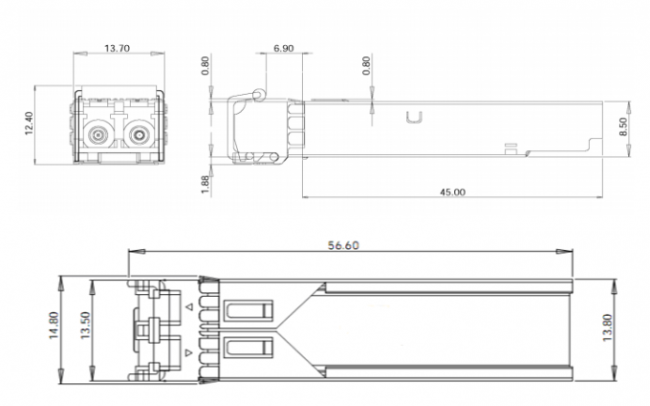 1000base-lx hoge prestaties 1310nm 20km 1.25g sfp