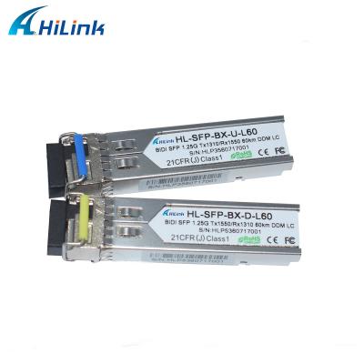 China 1.25G WDM 1000BASE SFP Transceiver Module T1310nm/R1550nm 60KM BIDI SFP LC/SC for sale
