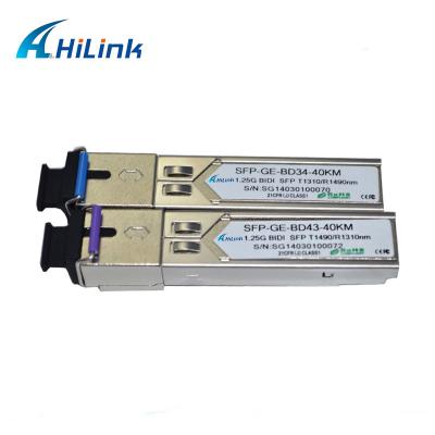 China 1000BASE-BX 1.25G SFP Transceiver 1310nm/1490nm 40KM BIDI SFP LC/SC Gigabit Ethernet Module for sale