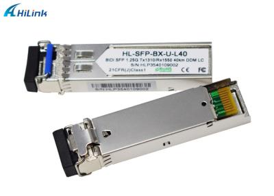 China bidi sfp 40km DDM LC Glasfasern Gigabit Ethernets 1G 1000BASE 1.25g Tx1310nm Rx1550nm zu verkaufen