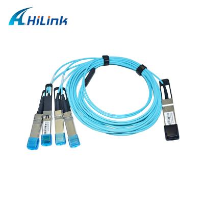 China Certified 100G QSFP28 to 4xSFP28 AOC OM3 Breakout Active Optical Cable with 1-5m Cable Length and CE RoHS Certification for sale