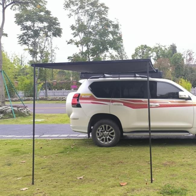RV awning in use - side view