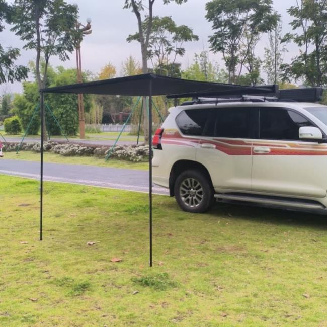 RV awning in use - front view