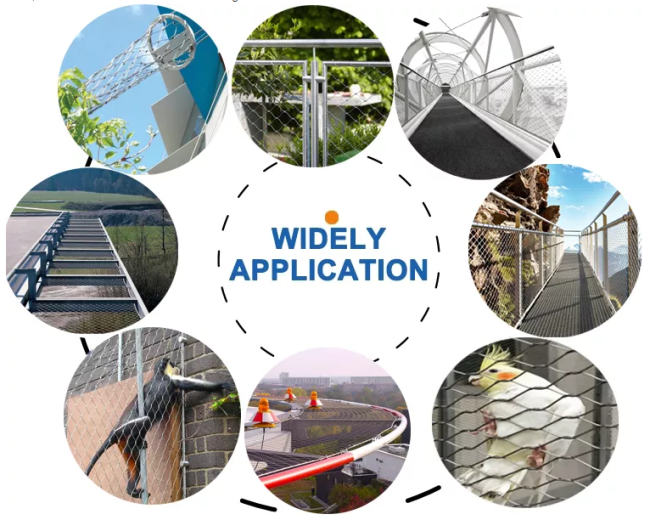 Stainless steel rope mesh used in various applications