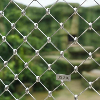 China SS 316 Stainless Steel Wire Rope Mesh Flexible and Transparent Weather-Resistant Ferrule Mesh Netting for Zoo Enclosures for sale