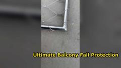 Balcony with framed stainless steel rope net, high-altitude fall protection net, modular stainless