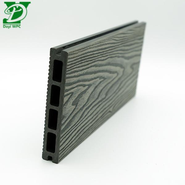 3D Embossed WPC Hollow Decking Outdoor Flooring