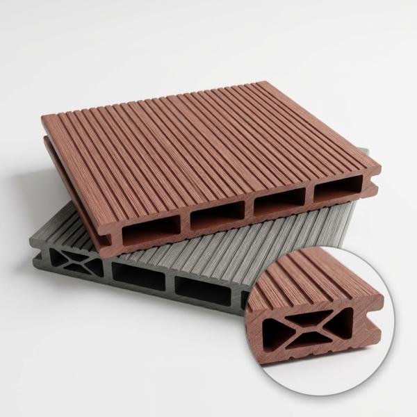 Quality Waterproof Brushed 150x25mm Solid Composite Decking Board Balcony Floor for sale