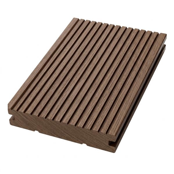 Quality Waterproof Brushed 140x23mm Solid Composite Decking Board Outdoor Garden Path for sale