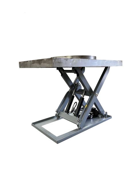 China Hydraulic Driven Stationary Electric Single Scissor Lift Table with Turntable 500kg Carrying Capacity supplier