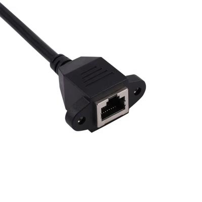 China RJ45 Male to Panel Mount Rj 45 Female 0.3M 0.6M 1M Ethernet Lan Cable  with Screw Lock for sale