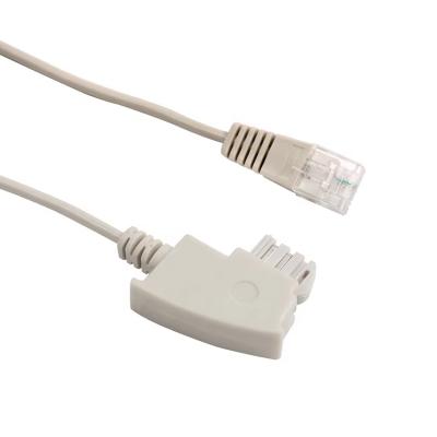 China German Style 6P2C to 8P2C Telephone to Network RJ45 2C DSL Ethernet Cable Communication Cables for sale