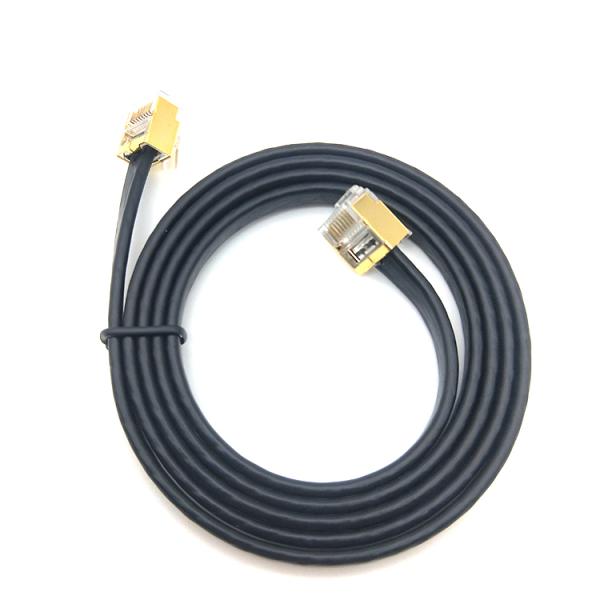 Quality Cat8 40G 2000MHz RJ45 Flat Ethernet Cable 32AWG Network Patch Cord Soft Flexible Bare Copper Cat7 SSTP CAT Communication Cables for sale