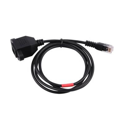 China RJ11 RJ12 Female Panel Mount 1m Length Male Extension Cable 6P6C Panel Mount 6P6C Male Cable Straight Wired for sale