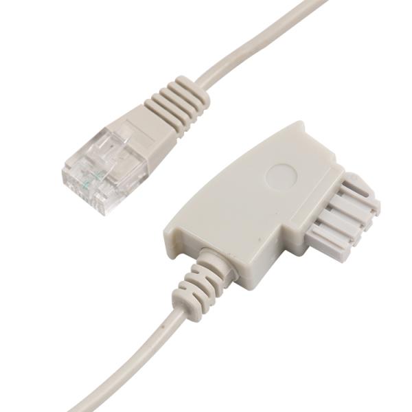 Quality Factory OEM Design UL2835 28AWG RJ45 8P2C to TAE Plug F Type 6P2C TAE DSL Cable for sale