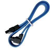 Quality HJX 30cm SATA3.0 7Pin Blue PVC Jacketed Non-Shielded Cable 180 to 90 Degree Data for sale