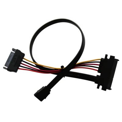 China SATA 22 Pin Data Cable PVC Jacketed 7+15 to SATA 7P and 15P HDD Power Cord for Computer Hard Disk Drive for sale