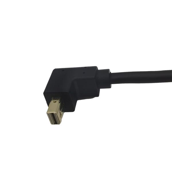 Quality Nickle Gold Plated 4K 60HZ Right Angle 90 Degree Mini DisplayPort DP Cable PVC Jacket for Microphone Monitor Projector for sale