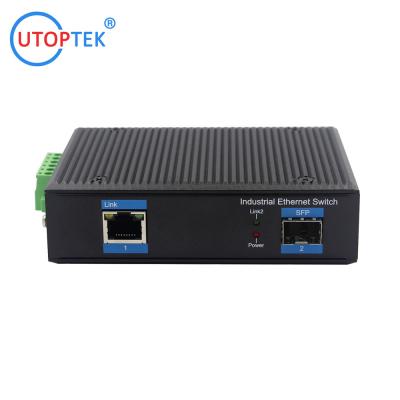 China UT11G-SFP 10/100/1000M 1SFP+1RJ45 unmanaged industrial media converter DIN Rail sfp switch converter for sale