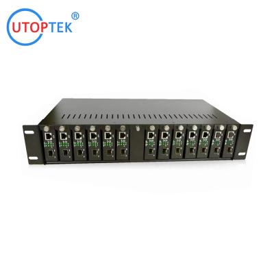 China Media converter RACK Chassis Mount 14/16slots 19in 2U dual AC power for CCTV Network using for sale