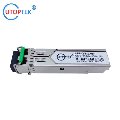 China 1.25G SFP 80km 1550nm optical transceiver module 1G sfp DDM for Cisco/Huawei/HPE/Juniper/ZTE/Netgear for sale