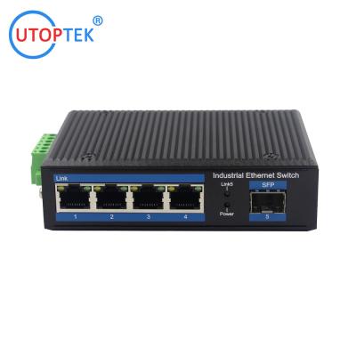 China industrial Unmanaged 4x10/100/1000Base-T to 1x1000M-Fx SFP DIN Rail DC12-52V power ethernet switch for sale