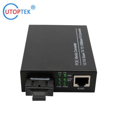 China 10/100M POE 30W media converter single mode dual SC 20km 1310nm with DC52V power for CCTV poe IP Camera using for sale