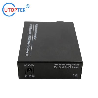 China 10/100M POE 30W media converter single mode dual SC 20km 1310nm with DC52V power for CCTV poe IP Camera using for sale