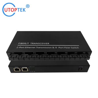 China 10/100/1000Mbps 2port RJ45+8port SC fiber ethernet media converter switch normal switch for sale