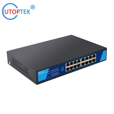 China Unmanaged Ethernet Switch 16*10/100/1000Base-TX RJ45 port (auto MDI/MD1X) Network Switch factory best price for sale