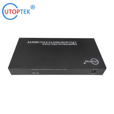 China 10/100/1000Mbps 2port RJ45+8port SFP fiber ethernet media converter switch normal switch for sale