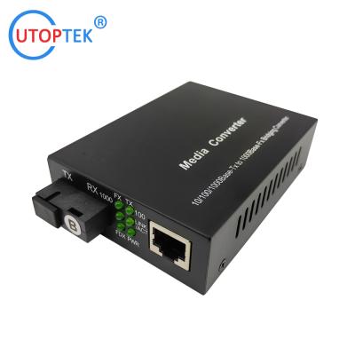 China 10/100/1000Mbps SM Bidi 20km 1310/1490nm Fast Ethernet Fiber media converter for CCTV Network using for sale