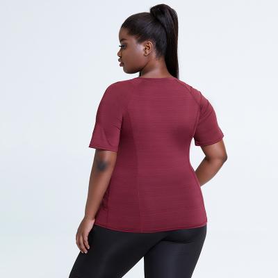 Cina LOGO Women su ordinazione ' S più la camicia di misura del ODM Borgogna Dri di usura di yoga di dimensione in vendita