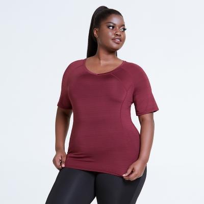 Cina LOGO Women su ordinazione ' S più la camicia di misura del ODM Borgogna Dri di usura di yoga di dimensione in vendita