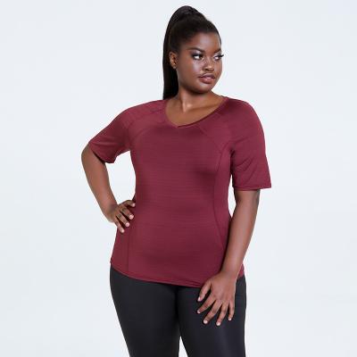 Cina LOGO Women su ordinazione ' S più la camicia di misura del ODM Borgogna Dri di usura di yoga di dimensione in vendita