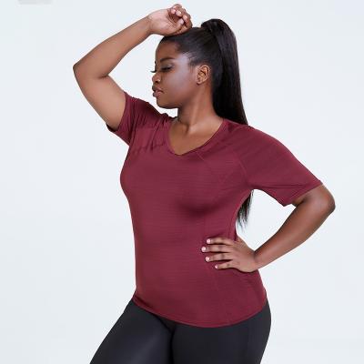 Cina LOGO Women su ordinazione ' S più la camicia di misura del ODM Borgogna Dri di usura di yoga di dimensione in vendita