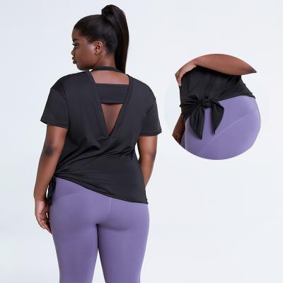 Cina Magliette posteriori sexy della dimensione delle donne di XS-XXXXXL di yoga di usura del nero più dell'apertura laterale in vendita