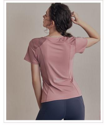 Cina Gli sport delle signore del ODM dell'OEM portano la maglietta rosa di Mesh Splice Womens Exercise in vendita