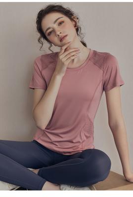 Cina Gli sport delle signore del ODM dell'OEM portano la maglietta rosa di Mesh Splice Womens Exercise in vendita