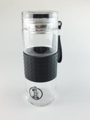 China Black Eco Friendly Unbreakable Glass Water Bottle / Shatterproof Wide Mouth Drink Bottle for sale