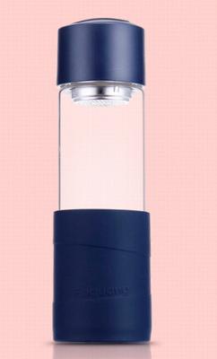 China Heat Resitance Insulated Glass Water Bottle With Caps Cylinder Shape 450ml for sale