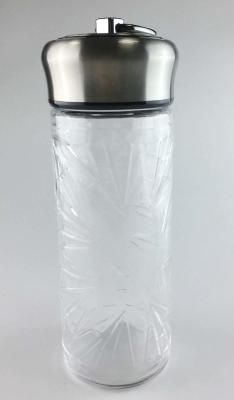 China Transparent Light Weight Borosilicate Glass Water Bottle With Stainless Steel Lid for sale